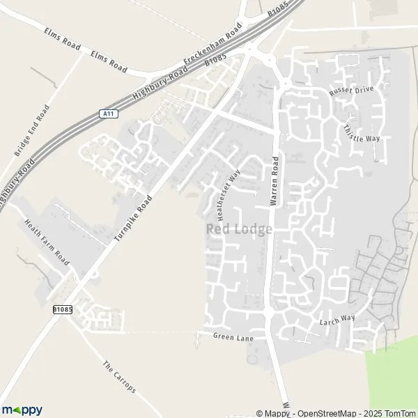 Map Red Lodge: map of Red Lodge (IP28 8) and practical information