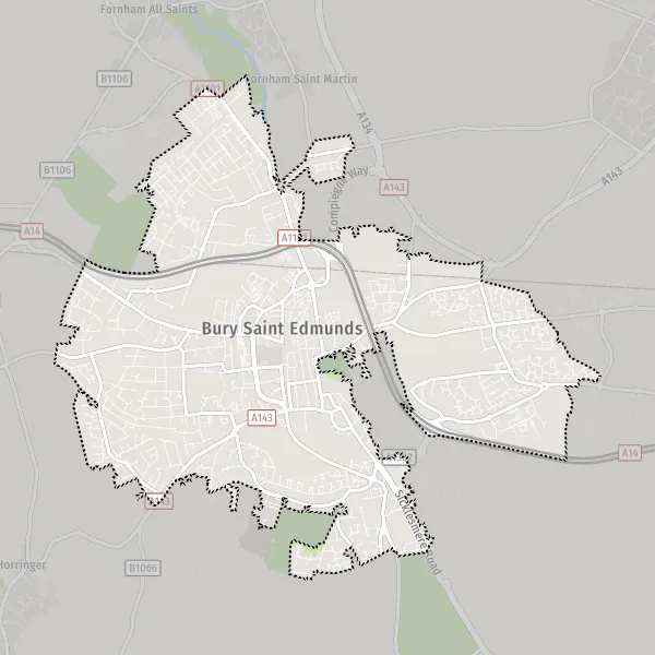 Map Bury Saint Edmunds: map of Bury Saint Edmunds (IP33 1) and ...