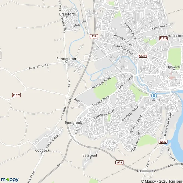 Map Pinebrook: map of Pinebrook (IP8 3) and practical information