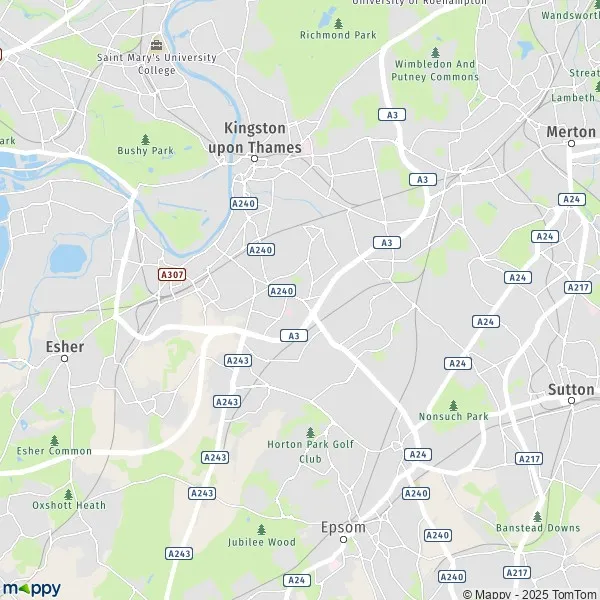 Map Kingston upon Thames: map of Kingston upon Thames (KT5 9) and ...