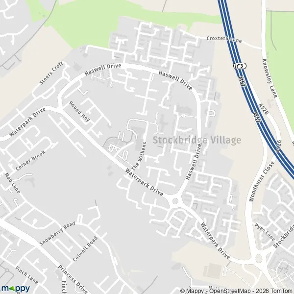 Map Stockbridge Village: map of Stockbridge Village (L28 7) and ...