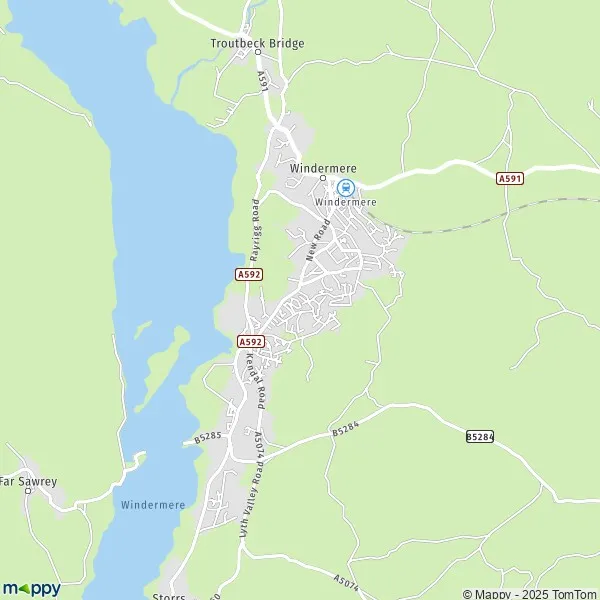 Map Windermere: map of Windermere (LA23 1) and practical information