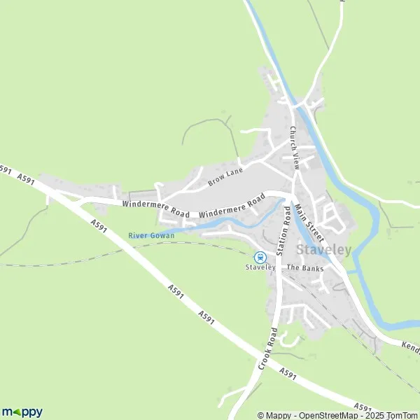 Map Staveley: map of Staveley (LA8 9) and practical information