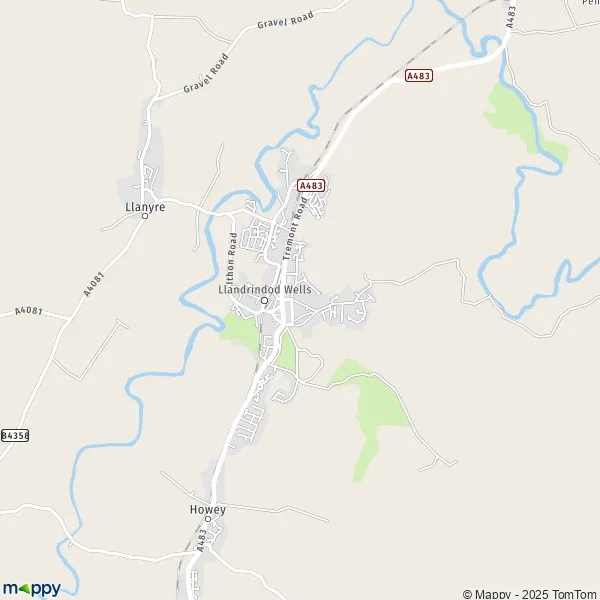 Map Llandrindod Wells: map of Llandrindod Wells (LD1 6) and practical ...