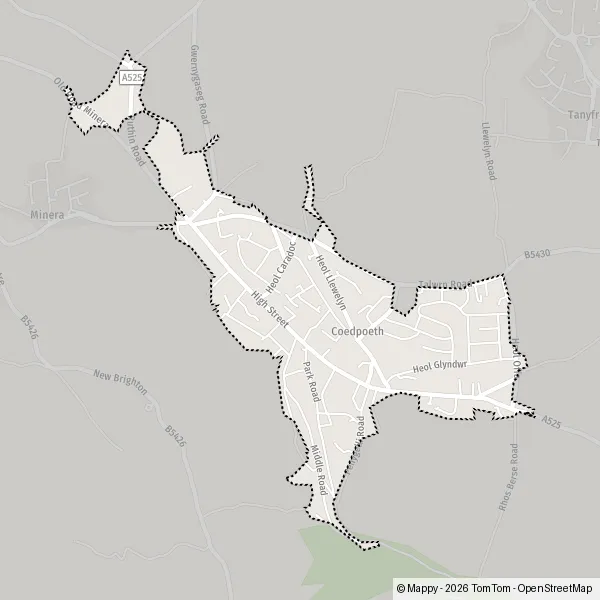 Map Coedpoeth: map of Coedpoeth (LL11 3) and practical information