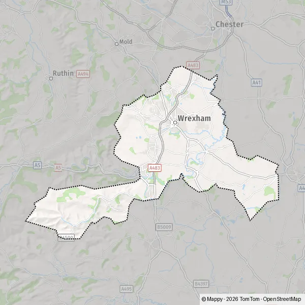 Map Wrexham: map of Wrexham (LL11 4) and practical information