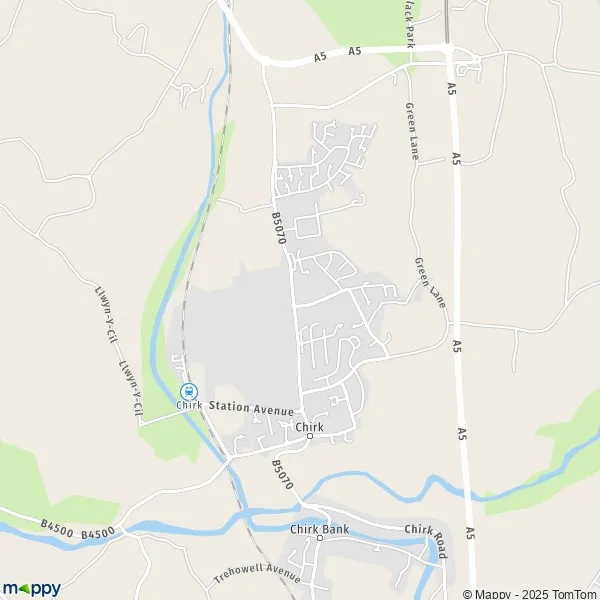 Map Chirk: map of Chirk (LL14 5) and practical information
