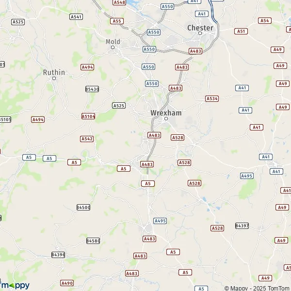 Map Wrexham: map of Wrexham (LL14 5) and practical information