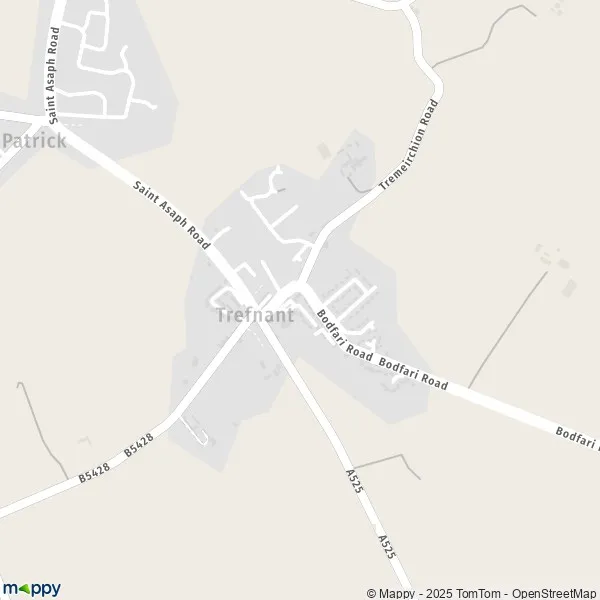 Map Trefnant: map of Trefnant (LL16 5) and practical information