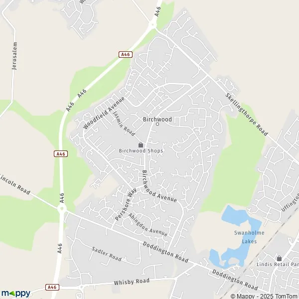 Map Birchwood: map of Birchwood (LN6 0) and practical information