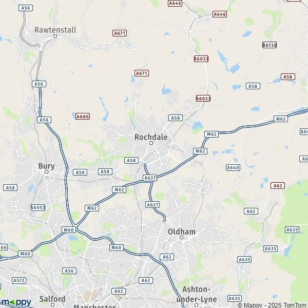 Map Rochdale: map of Rochdale (M24 2) and practical information
