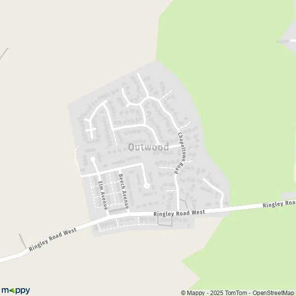 Map Outwood: map of Outwood (M26 1) and practical information
