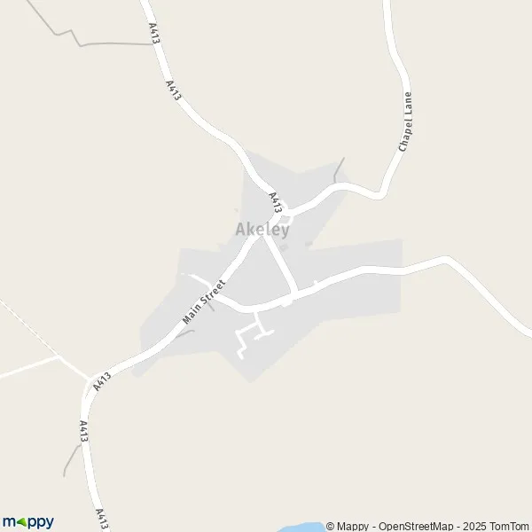 Map Akeley: map of Akeley (MK18 5) and practical information