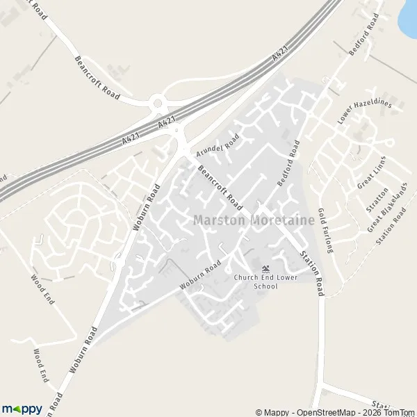 Map Marston Moretaine: map of Marston Moretaine (MK43 0) and practical ...