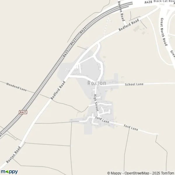 Map Roxton: map of Roxton (MK44 3) and practical information