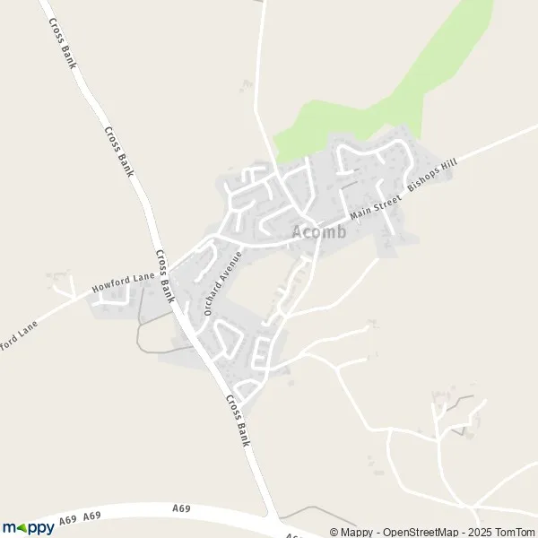 Map Acomb: map of Acomb (NE46 4) and practical information