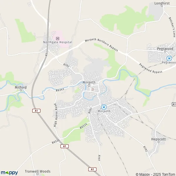 Map Morpeth: map of Morpeth (NE61 1) and practical information