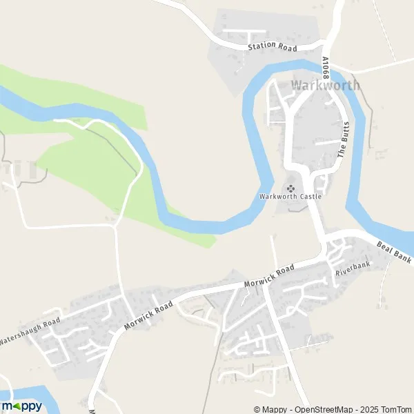 Map Warkworth: map of Warkworth (NE65 0) and practical information