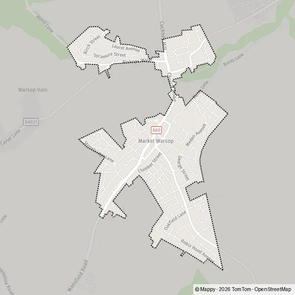 Map Market Warsop: map of Market Warsop (NG20 0) and practical information