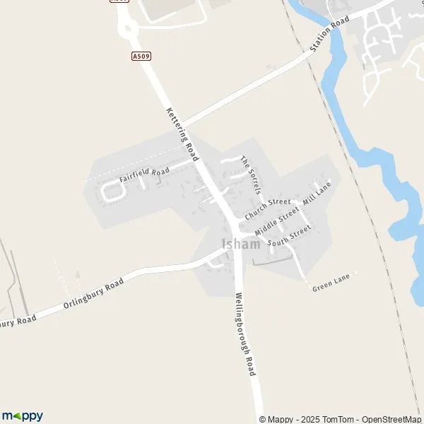 Map Isham: map of Isham (NN14 1) and practical information