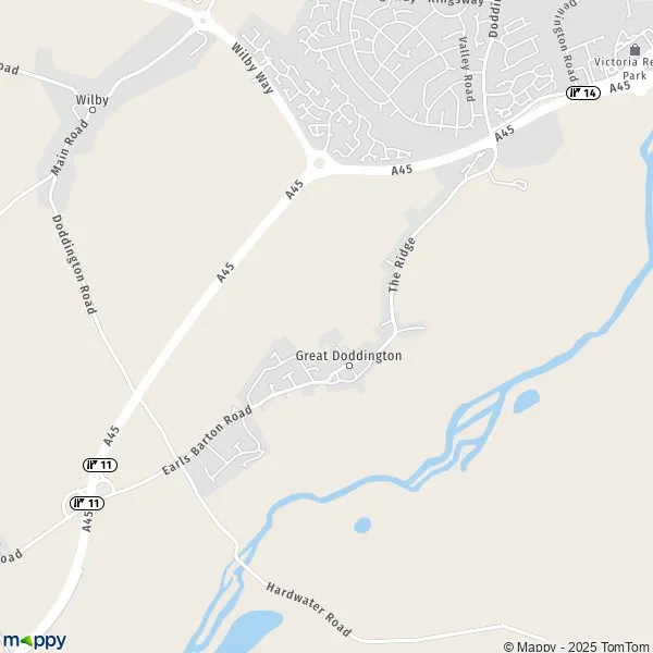 Map Great Doddington: map of Great Doddington (NN29 7) and practical ...