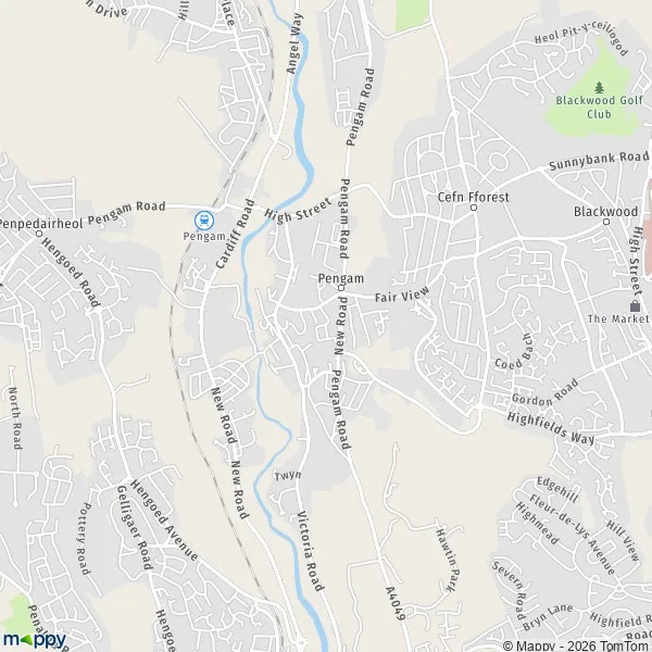 Map Pengam: map of Pengam (NP12 3) and practical information