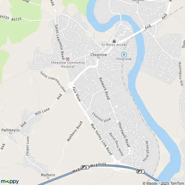 Map Chepstow: map of Chepstow (NP16 5) and practical information