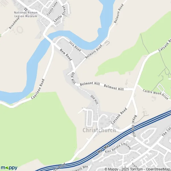 Map Christchurch: map of Christchurch (NP18 1) and practical information