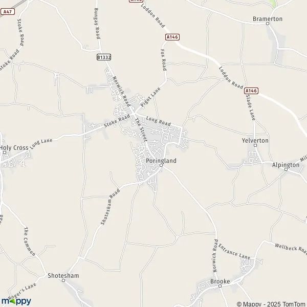 Map Poringland: map of Poringland (NR14 7) and practical information