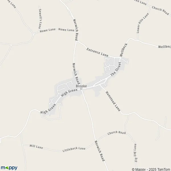 Map Brooke: map of Brooke (NR15 1) and practical information