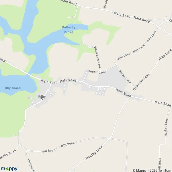 Map Filby: map of Filby (NR29 3) and practical information