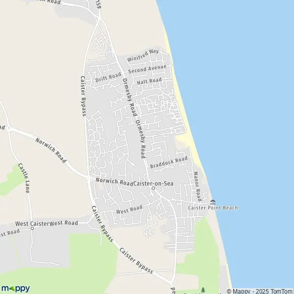 Map Caister-on-Sea: map of Caister-on-Sea (NR30 5) and practical ...