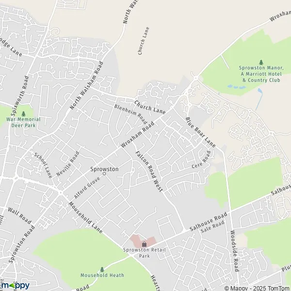 Map Sprowston: map of Sprowston (NR7 8) and practical information