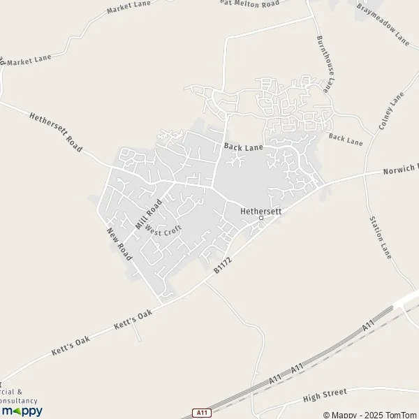 Map Hethersett: map of Hethersett (NR9 3) and practical information