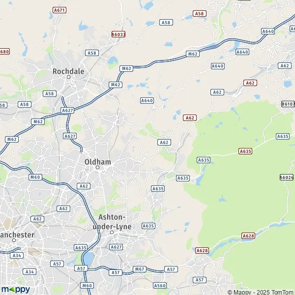 Map Oldham: map of Oldham (OL2 8PB) and practical information