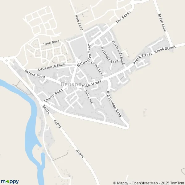 Map Benson: map of Benson (OX10 6) and practical information