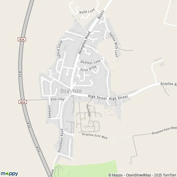Map Drayton: map of Drayton (OX14 4) and practical information