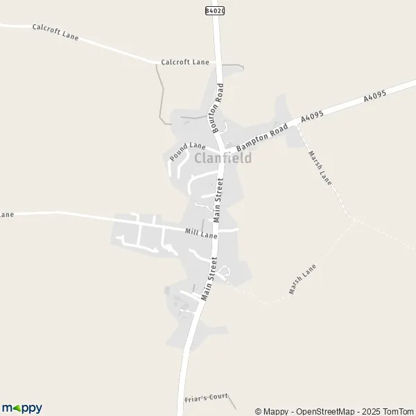 Map Clanfield: map of Clanfield (OX18 2) and practical information