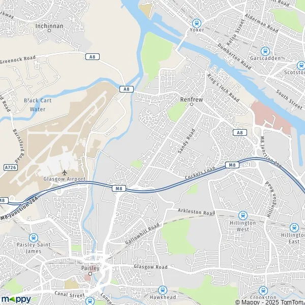 Map Renfrew: map of Renfrew (PA4 8) and practical information