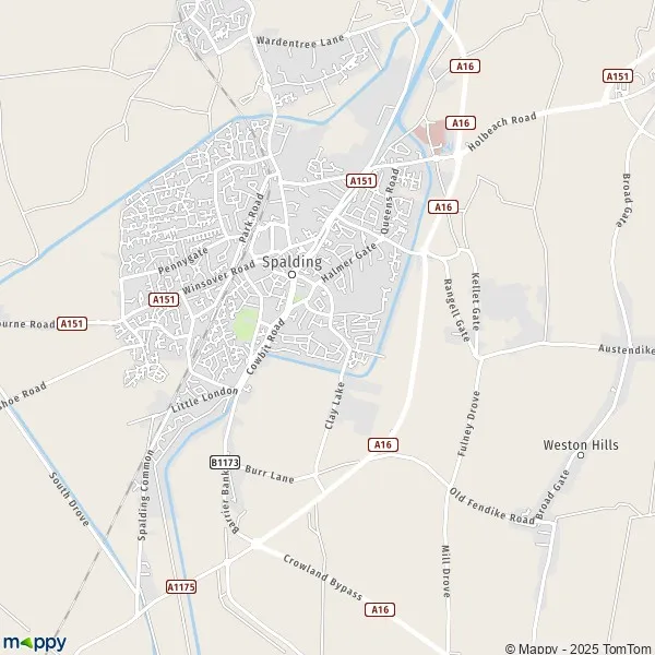 Map Spalding: map of Spalding (PE11 1) and practical information