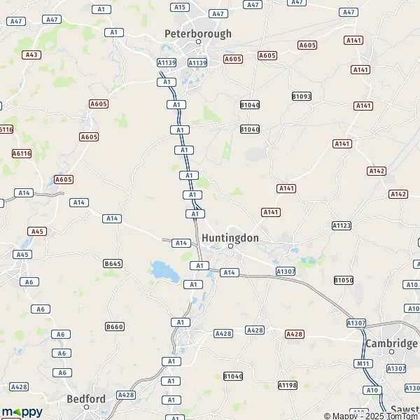 Map Huntingdonshire: map of Huntingdonshire (PE28 2) and practical ...