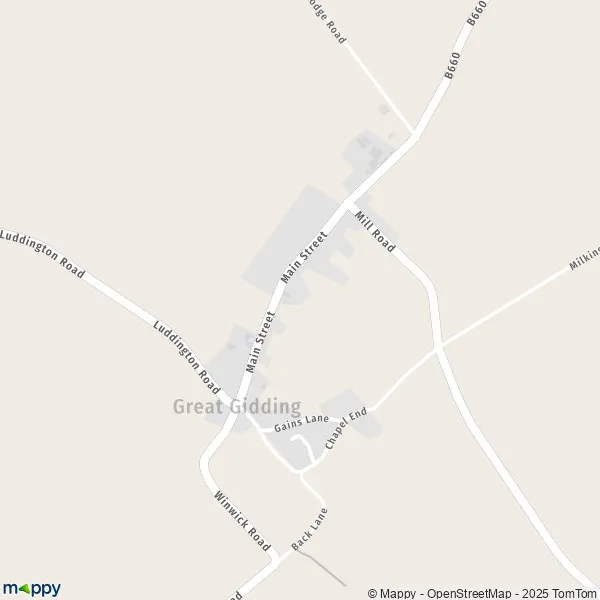 Map Great Gidding: map of Great Gidding (PE28 5) and practical information