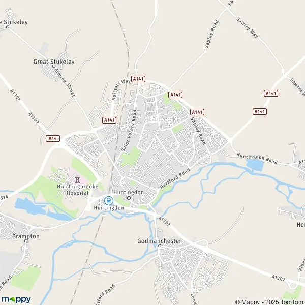 Map Huntingdon: map of Huntingdon (PE29 3) and practical information