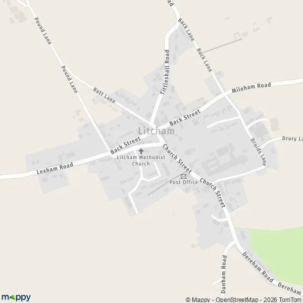 Map Litcham: map of Litcham (PE32 2) and practical information