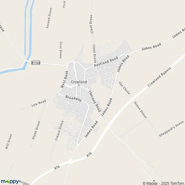 Map Crowland: map of Crowland (PE6 0) and practical information