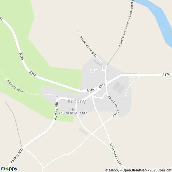 Map Antony: map of Antony (PL11 3) and practical information