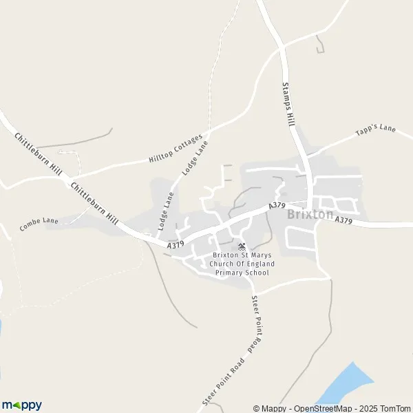 Map Brixton: map of Brixton (PL8 2) and practical information