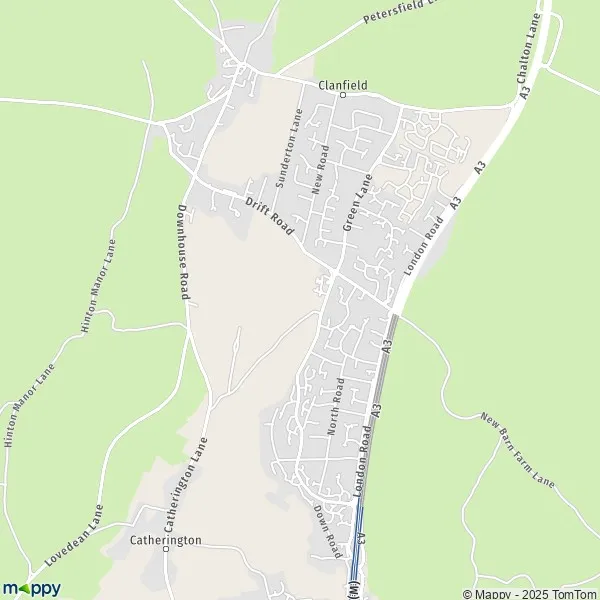 Map Clanfield: map of Clanfield (PO8 0) and practical information