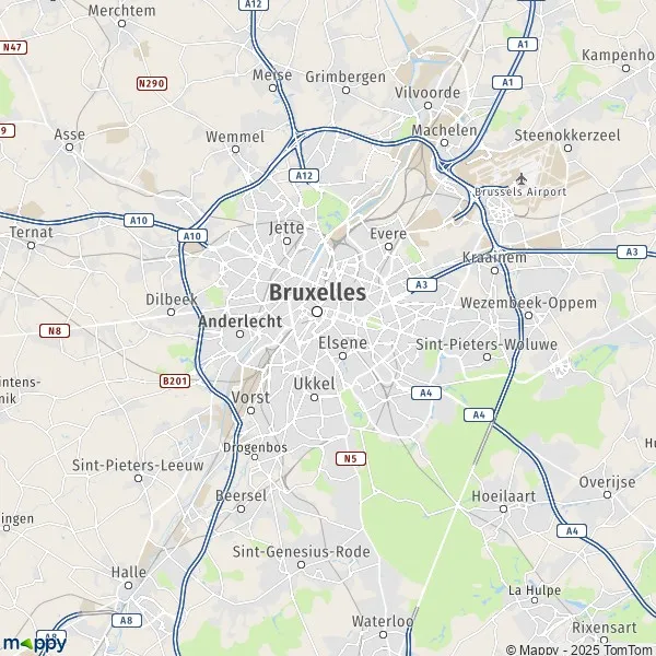 Map of Brussels-Capital Region : map of Brussels-Capital Region and ...