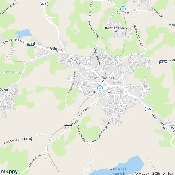 Map East Grinstead: map of East Grinstead (RH19 1) and practical ...